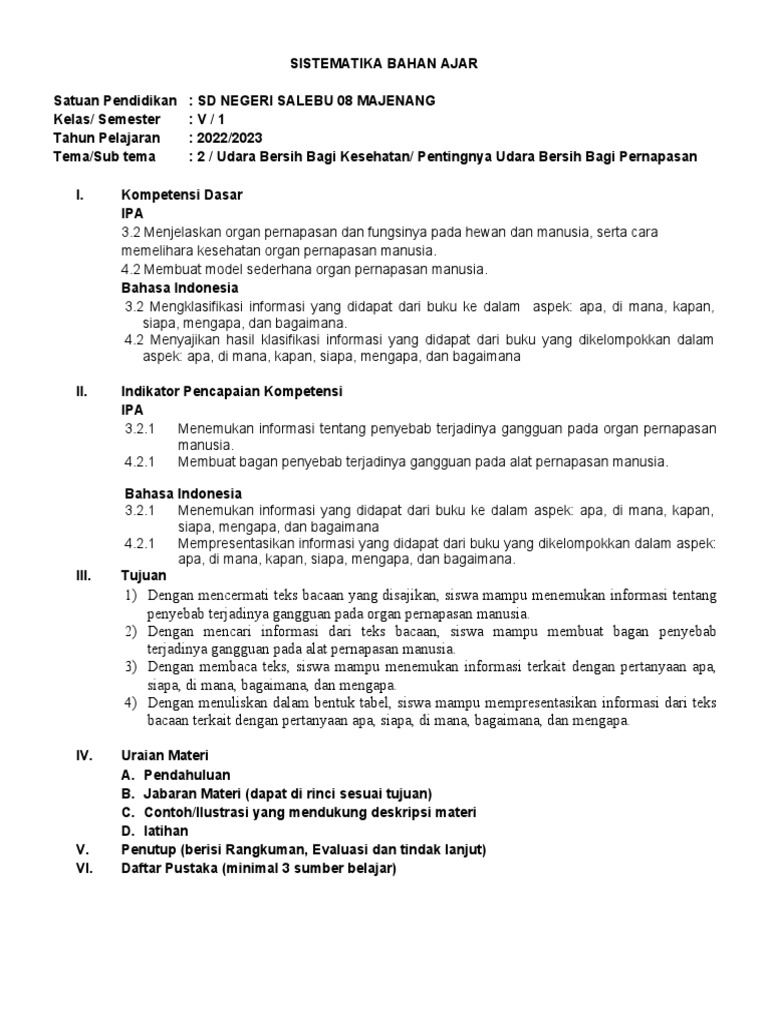 4 Format Sistematika Bahan Ajar | PDF