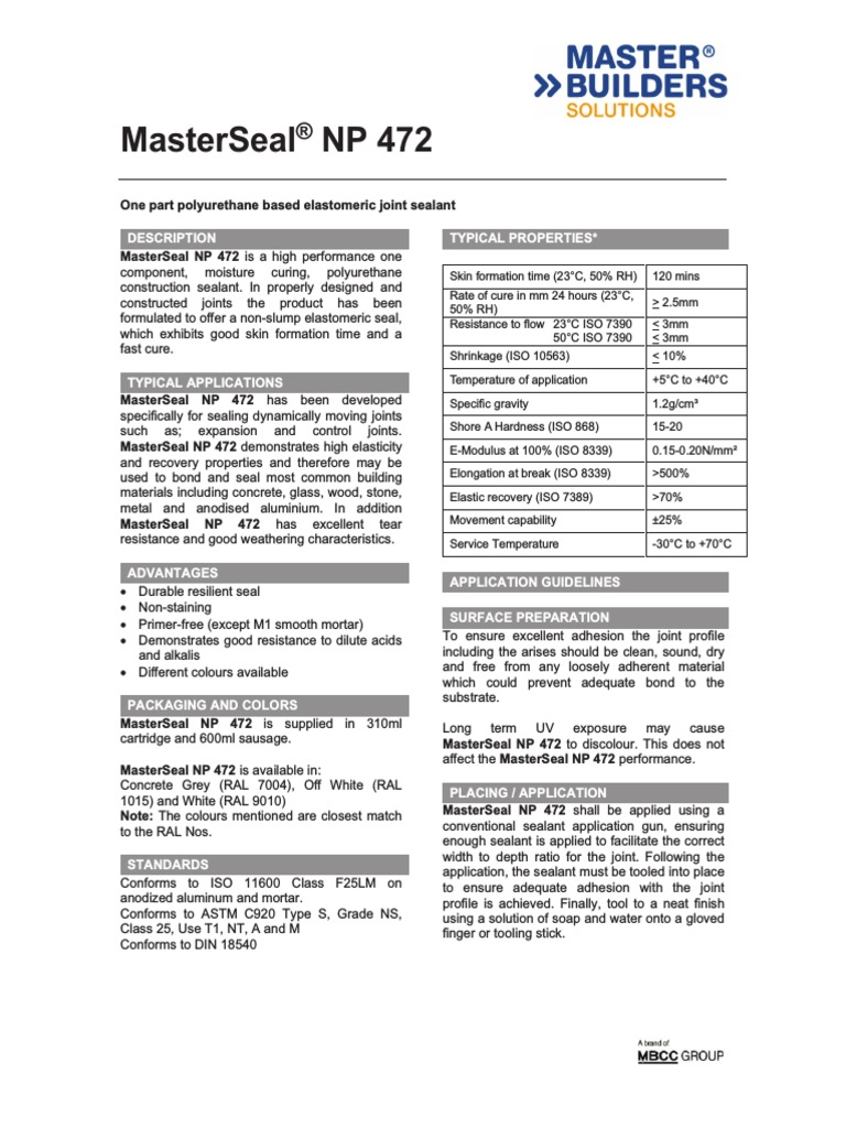 Masterseal NP 472 (Brisk) | PDF