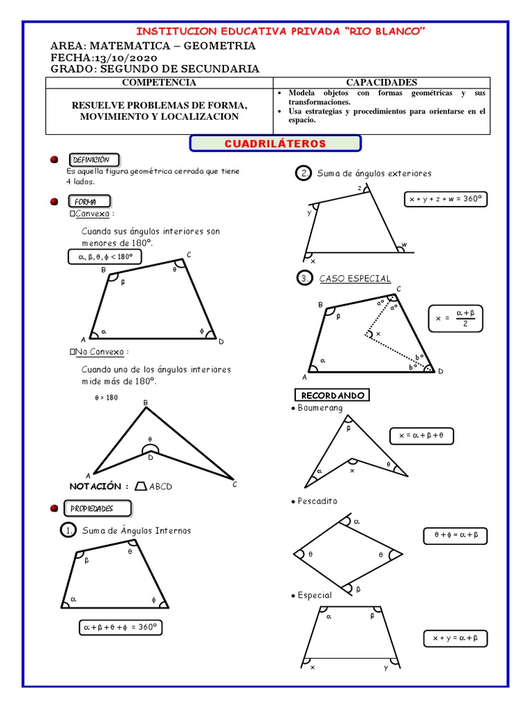 2DO - Ficha de MATEMATICA - 13 | PDF | Geometría | Matemáticas