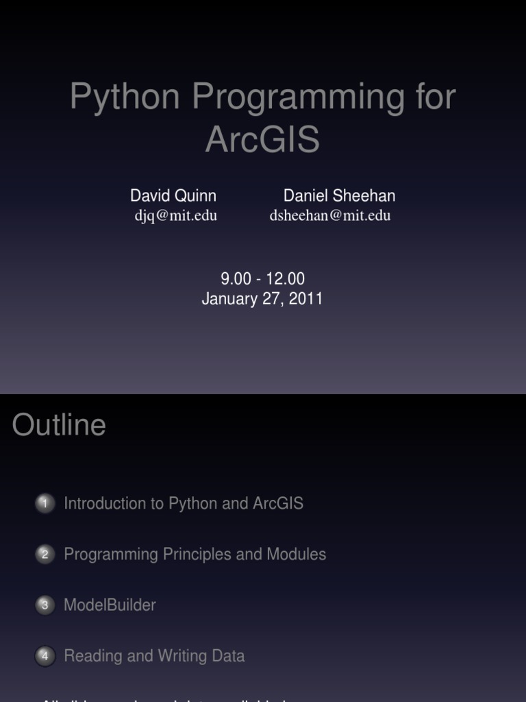 Python For Arc Gis Pdf Python Programming Language Arc Gis