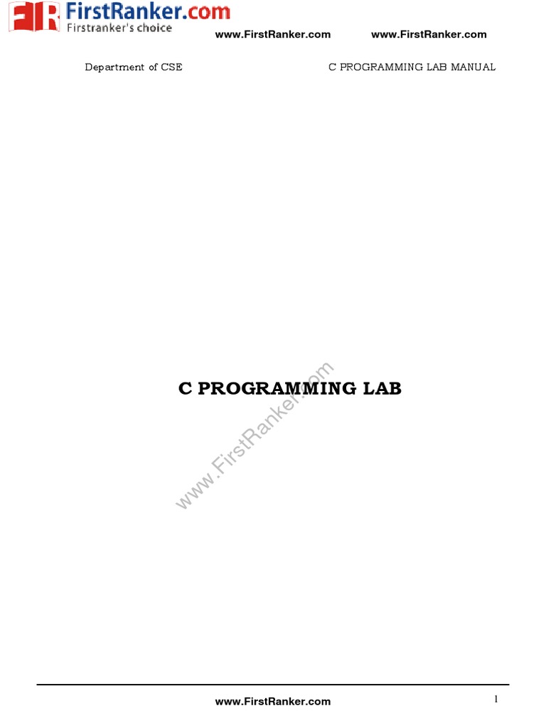 B Tech - Lab Manuals - CSE - CP C Programming Lab Manuals | PDF ...