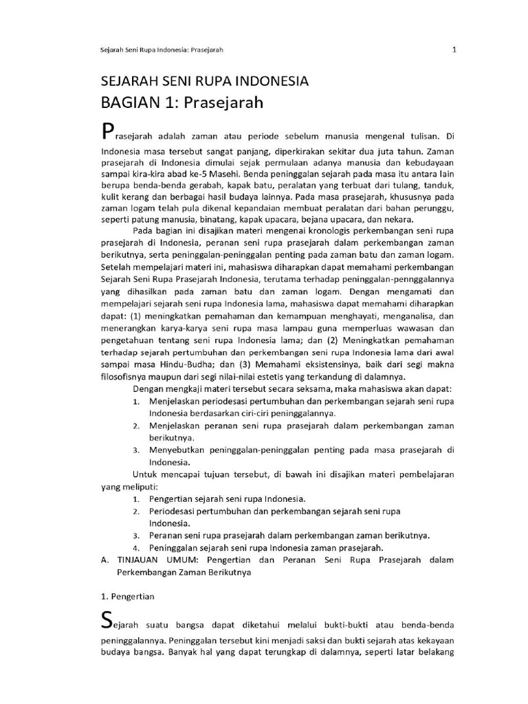 Sejarah - Seni - Rupa - Indonesia - Prasejarah - 5 SEP .22 | PDF