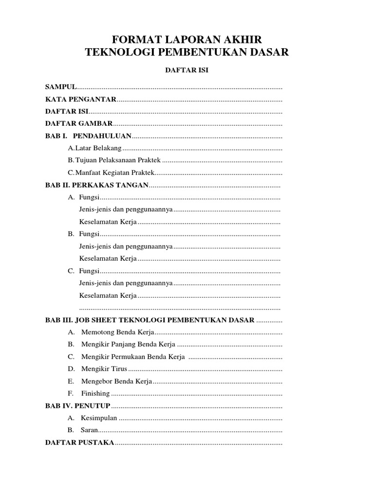 Format Laporan Akhir Dan Jobsheet TPD | PDF