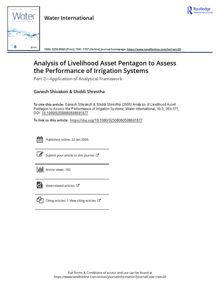 Analysis of Livelihood Asset Pentagon To Assess The Performance of ...