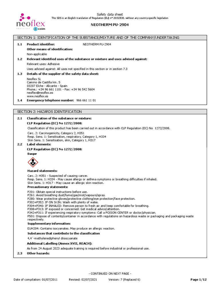 Neotherm Pu-2904 (MSDS) .En | PDF