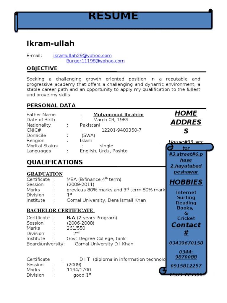 Umer Ikramullah's Resume Overview | PDF