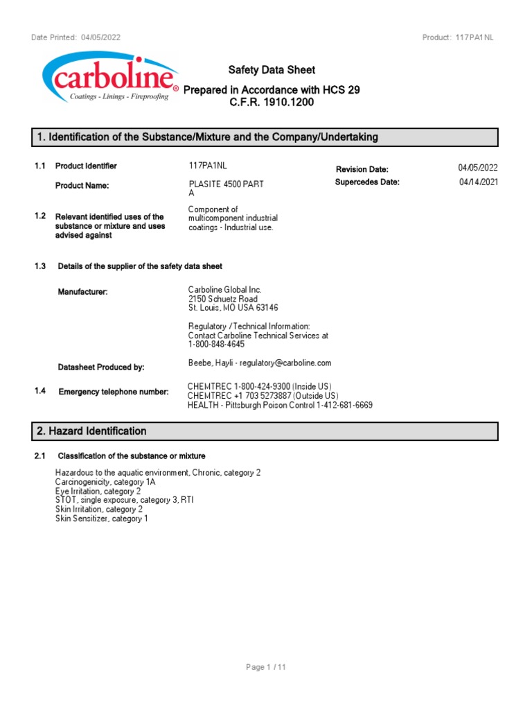 Plasite 4500 Part A | PDF