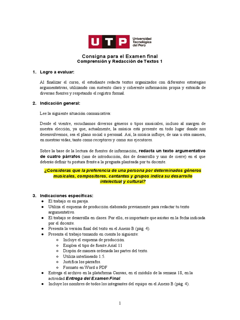 GC N01I EXFIConsigna 22C1M | PDF | Inteligencia | Inteligencia emocional