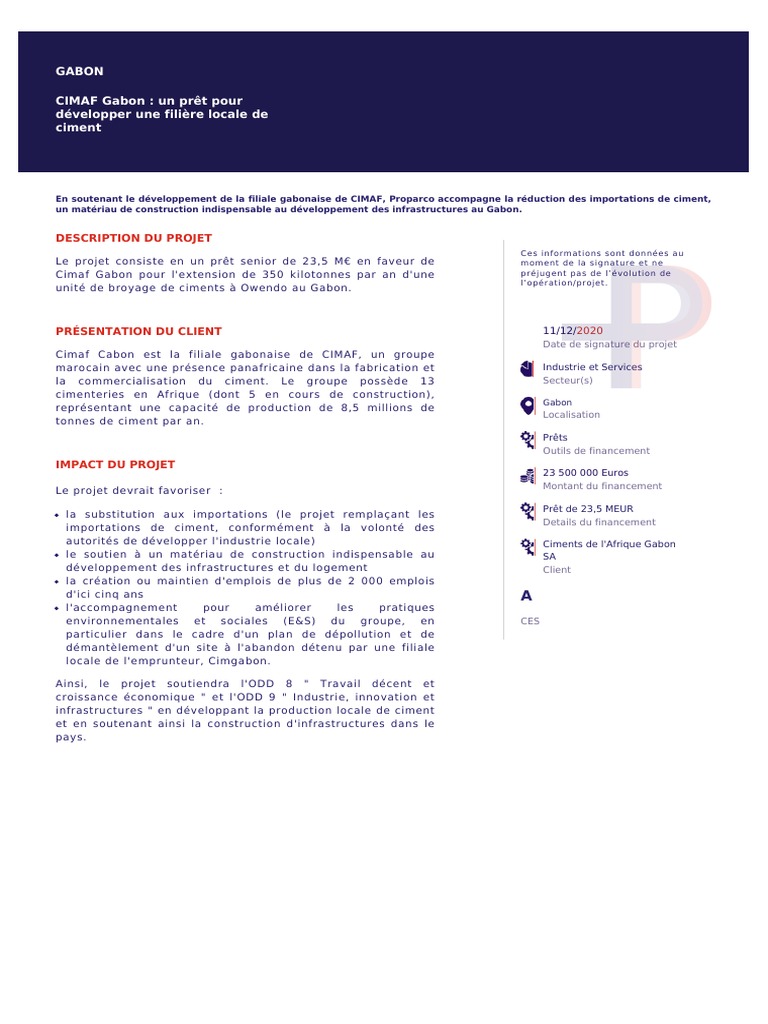 Cimaf Gabon 2853 | PDF | Ciment | Économie