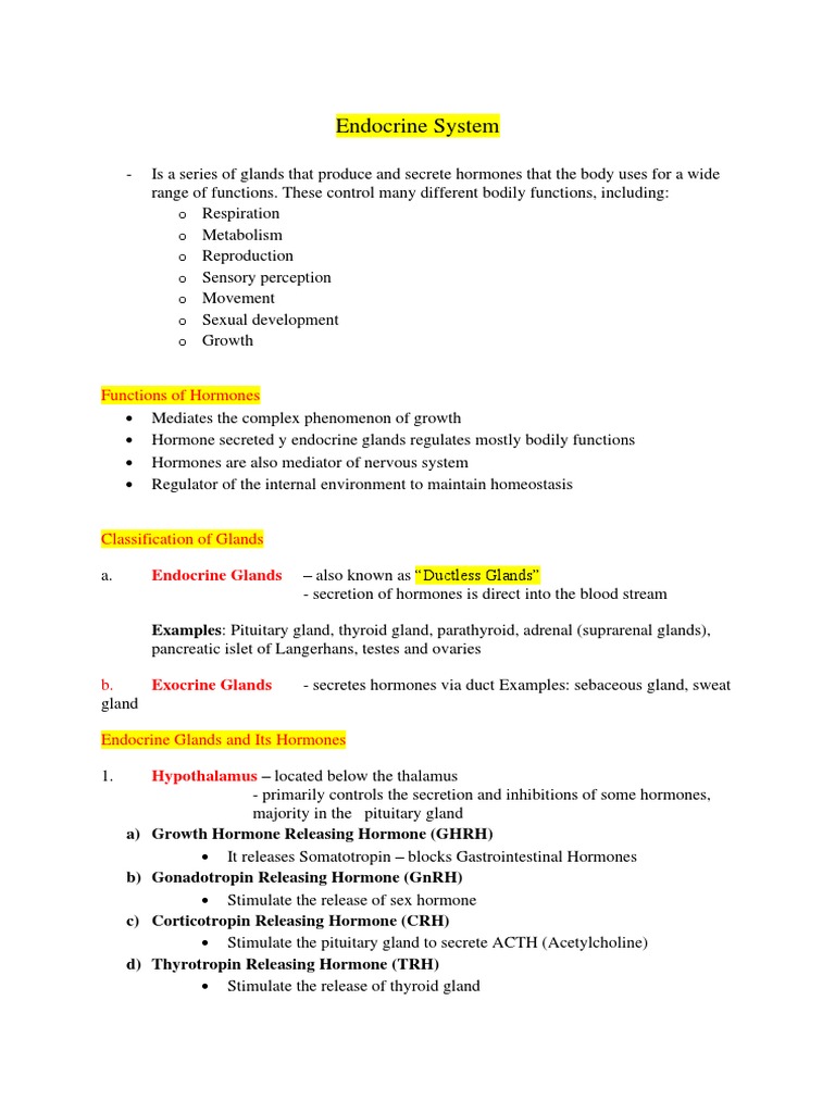 The Endocrine Glands | PDF | Endocrine System | Adrenal Gland