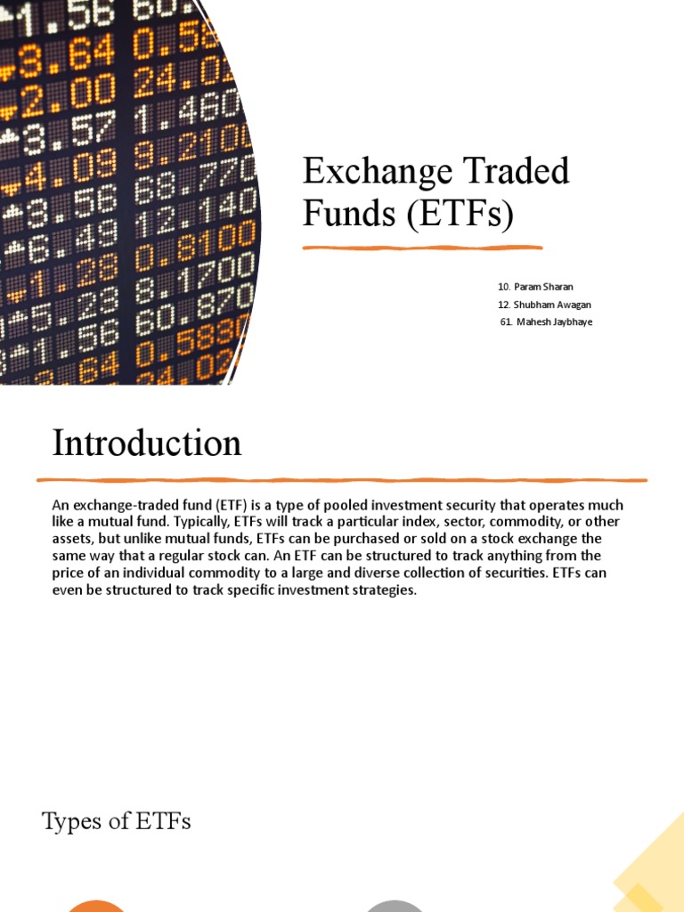 ETFs | PDF | Exchange Traded Fund | Investment Fund