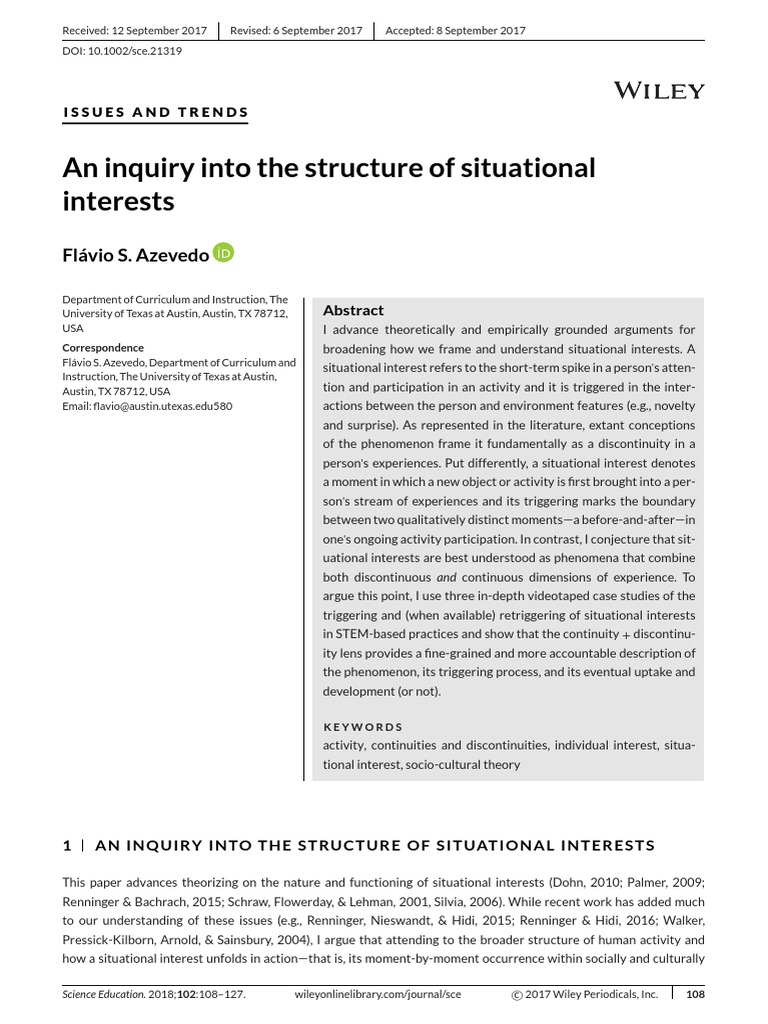 Understanding Situational Interests Through a Lens of Continuity and ...