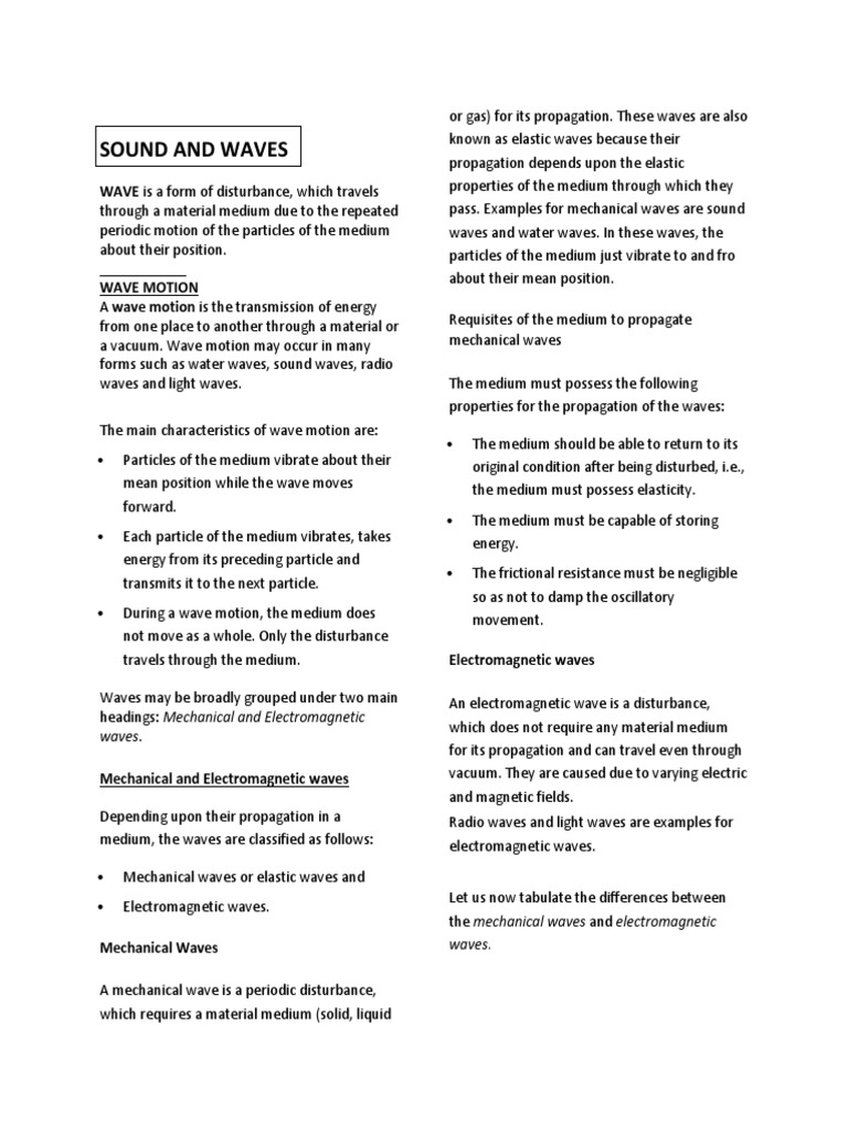 Sound and Waves: A Comprehensive Look at Mechanical and Electromagnetic ...