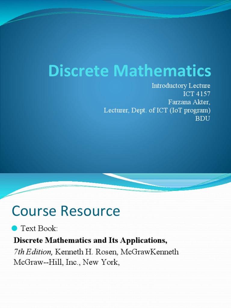 Discrete Math Slide 01 | PDF | Discrete Mathematics | Mathematics Discrete Math Slide 01 | PDF | Discrete Mathematics | Mathematics