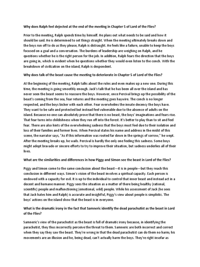 Lord of Flies CH 5 | PDF