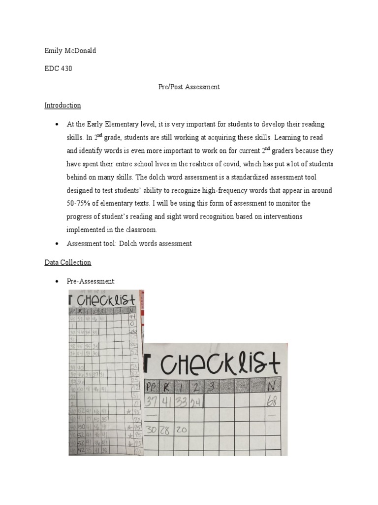 Pre-Post Assessment | PDF | Phonics | Learning