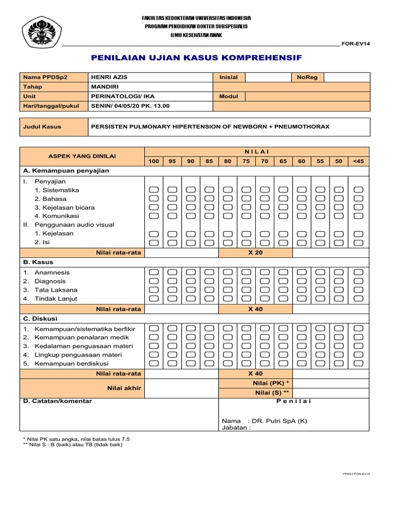Form Penilaian Komprehensif Dr. Putri | PDF