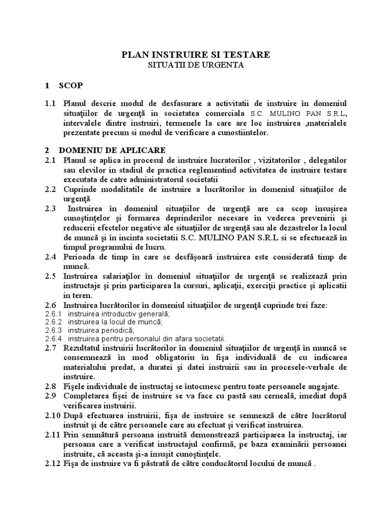 Plan de Instruire Testare | PDF