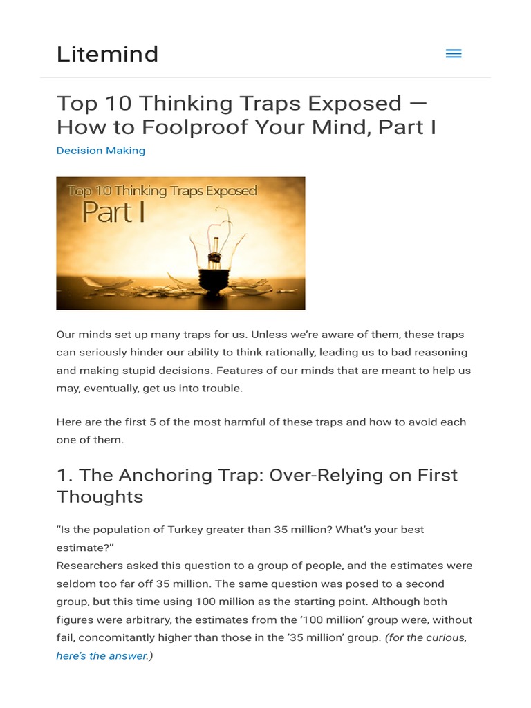 Top 10 Thinking Traps Exposed - How To Foolproof Your Mind Part I ...