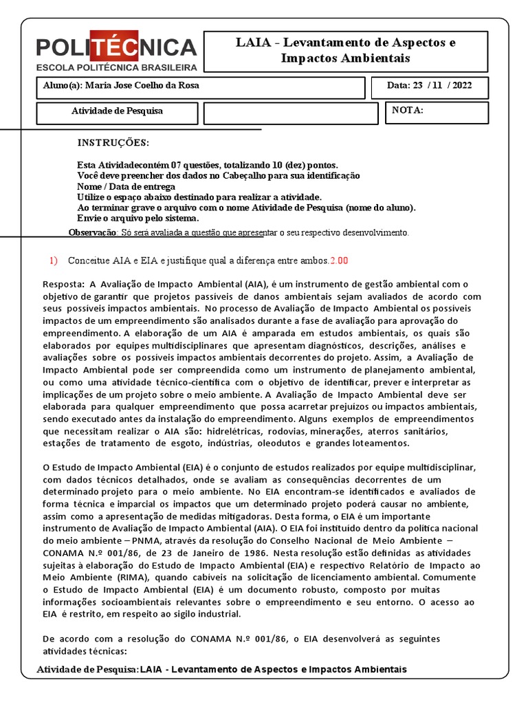 Atividade de Pesquisa LAIA | PDF | Erosão | Ambiente natural