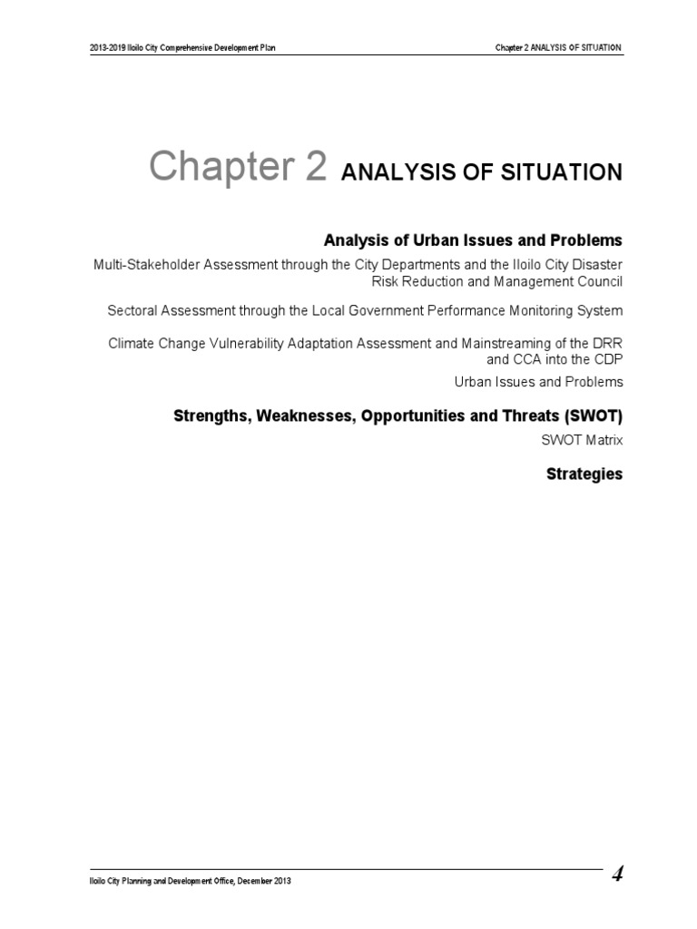 Iloilo City CDP Chapter-2-Situational-Analysis | PDF | Swot Analysis | Governance