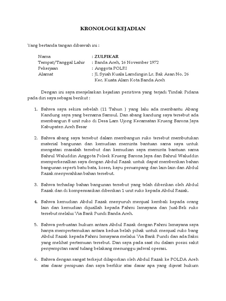 Kronologi Kejadian | PDF