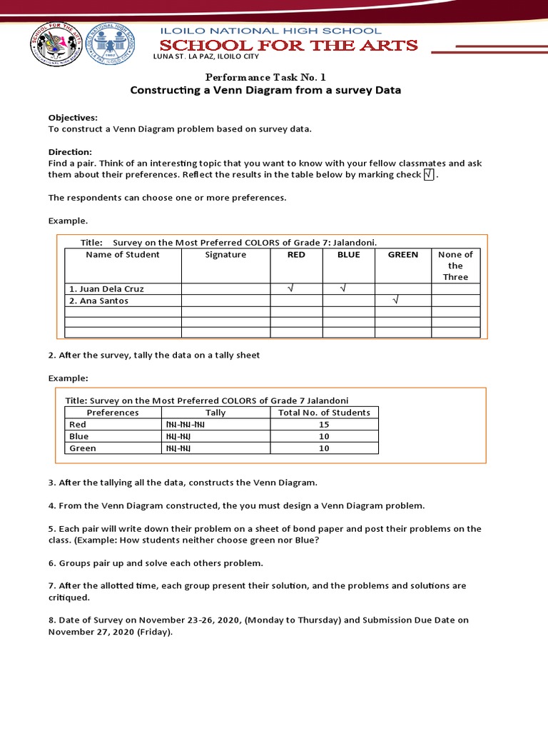 Performance Task No 1 Sets and Venn Diagram 1 | PDF