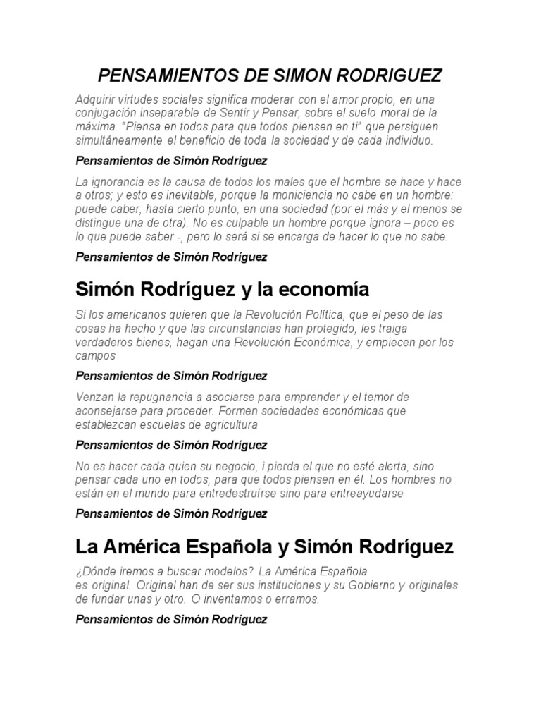 Pensamientos de Simon Rodriguez | PDF