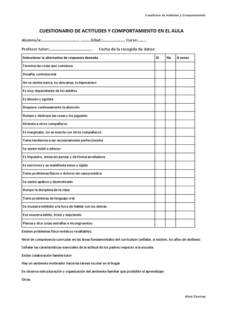 Actitudes y Comportamiento en El Aula | PDF | Plan de estudios | Sicología
