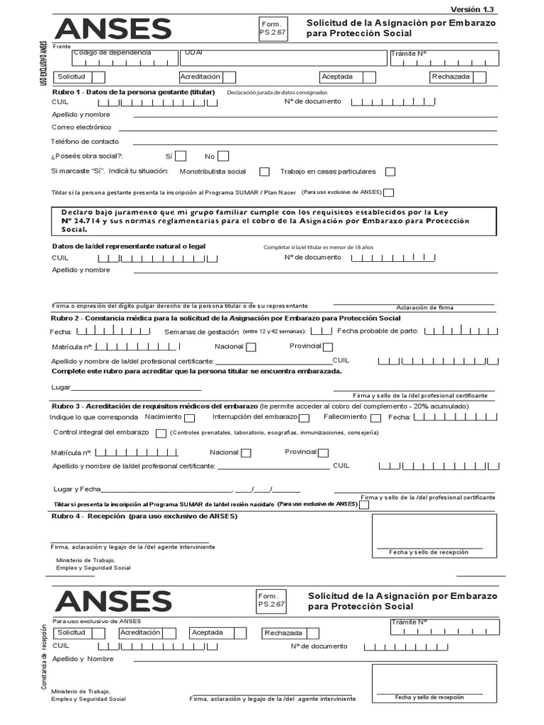 PS 2.67 Solicitud Asignacion Por Embarazo (Con | PDF | El embarazo | Certificado de nacimiento