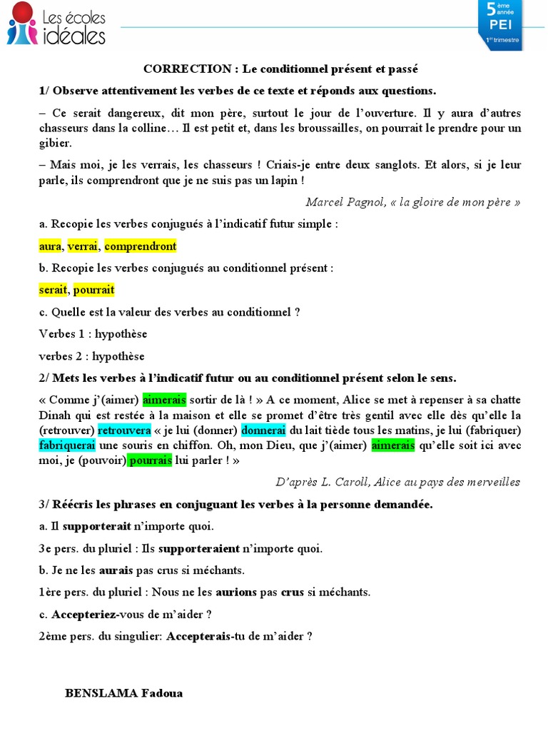Exercices sur le conditionnel corrigés | PDF