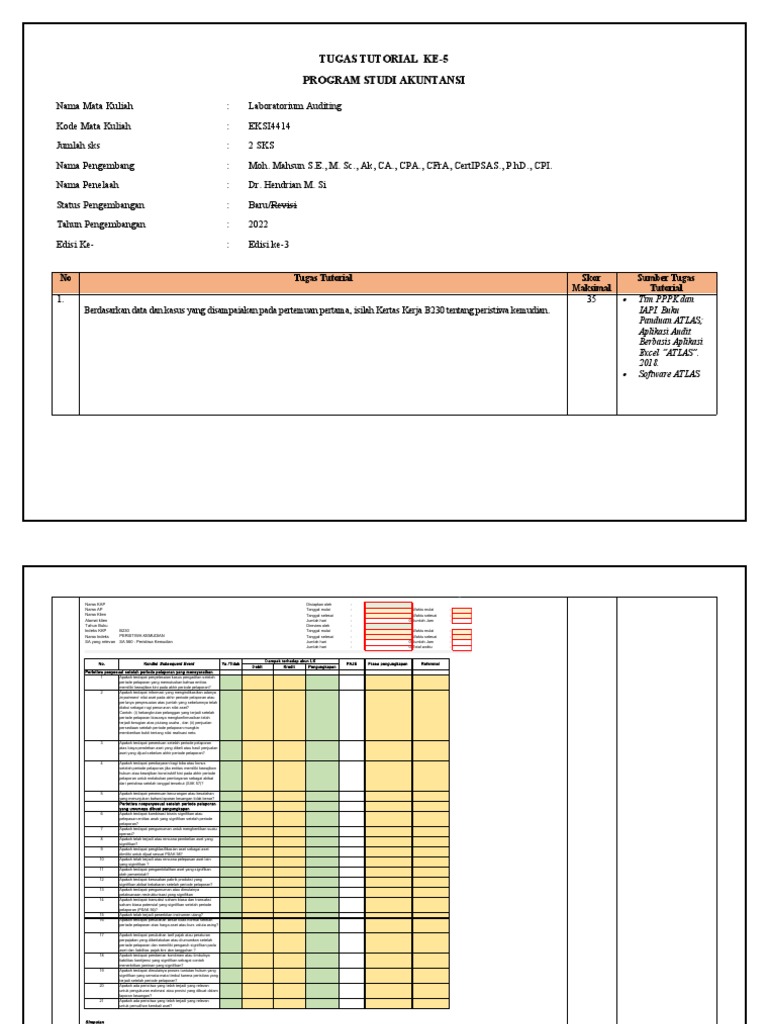 Tugas 5 TUTORIAL LAB AUDIT | PDF