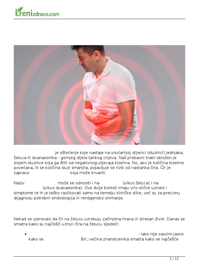 Cir Na Zelucu Pepticki Ulkus Uzroci Simptomi I Lijecenje | PDF