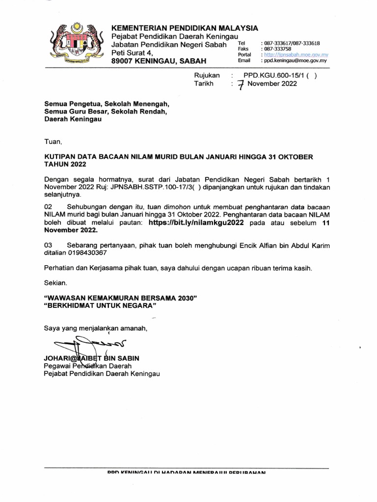 Pengumpulan Data Bacaan NILAM | PDF