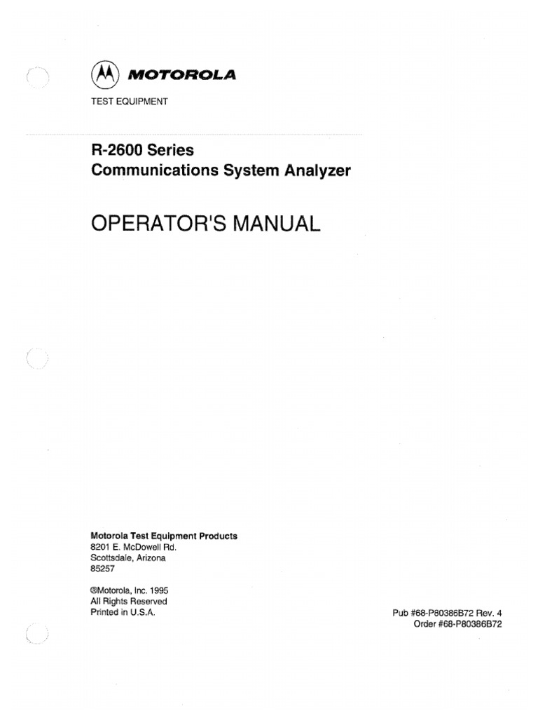 r2600 Operators Manual | PDF