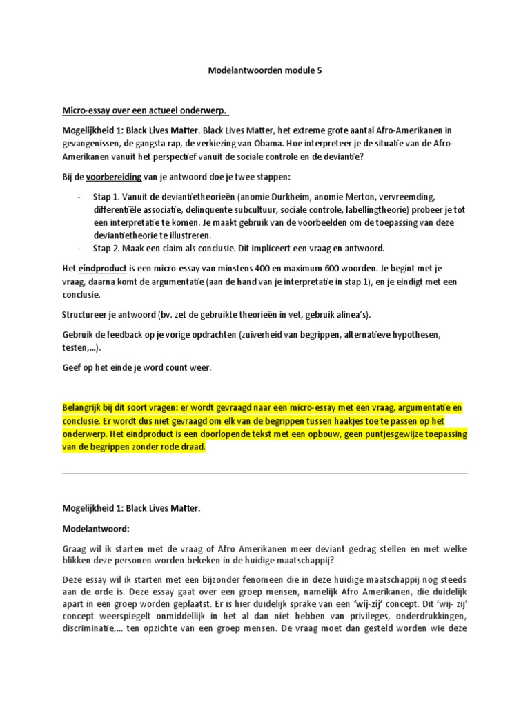 Modelantwoorden Module 5 | PDF