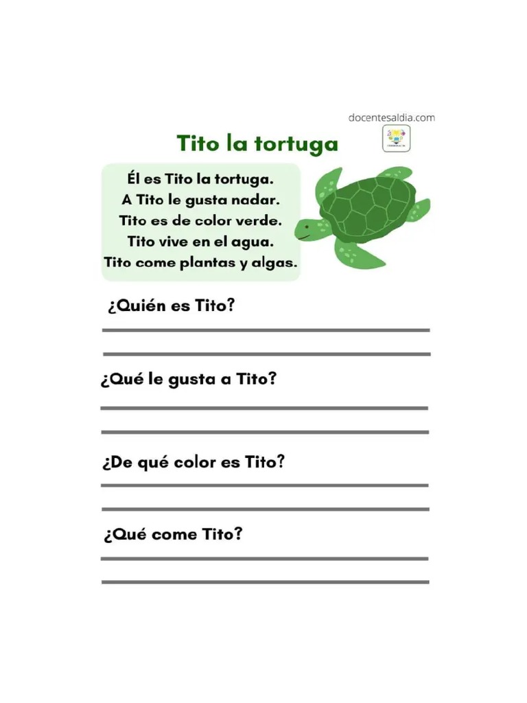 Comprension-Lectora-5 LA TORTUGA | PDF