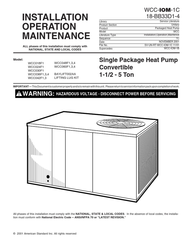 Trane WCC-IOM | PDF | Duct (Flow) | Thermostat