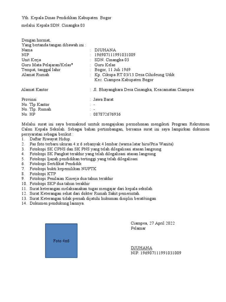 Surat Lamaran Dan Rekomendasi CKS | PDF