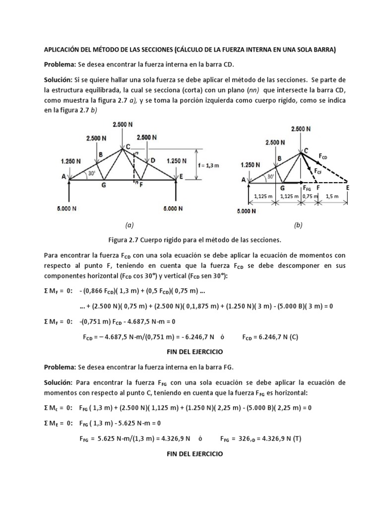 EJEMPLO DE APLICACIÓN DEL MÉTODO DE LAS SECCIONES | PDF | Objetos matemáticos | Ecuaciones