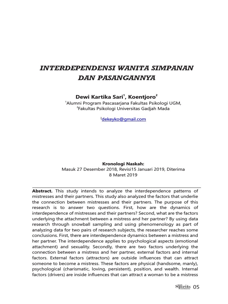 Interdependensi Wanita Simpanan dan Pasangan | PDF | Affection ...