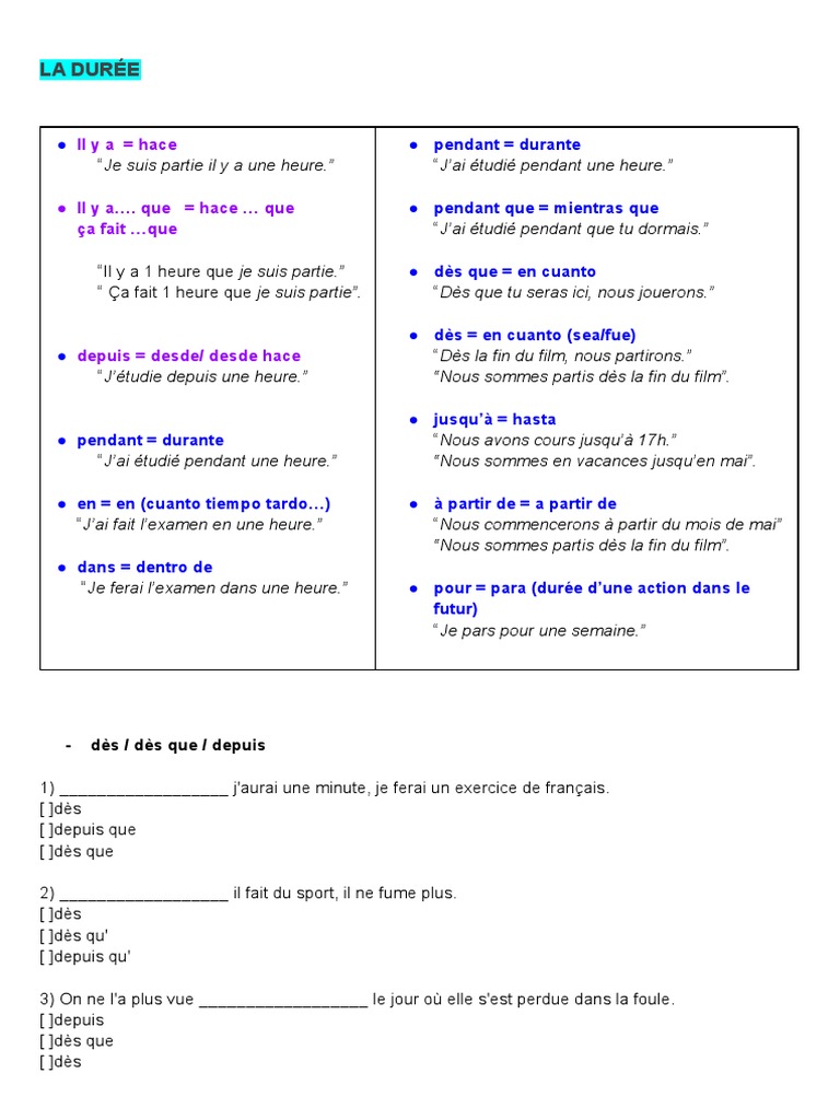 Expressions de temps en français | PDF