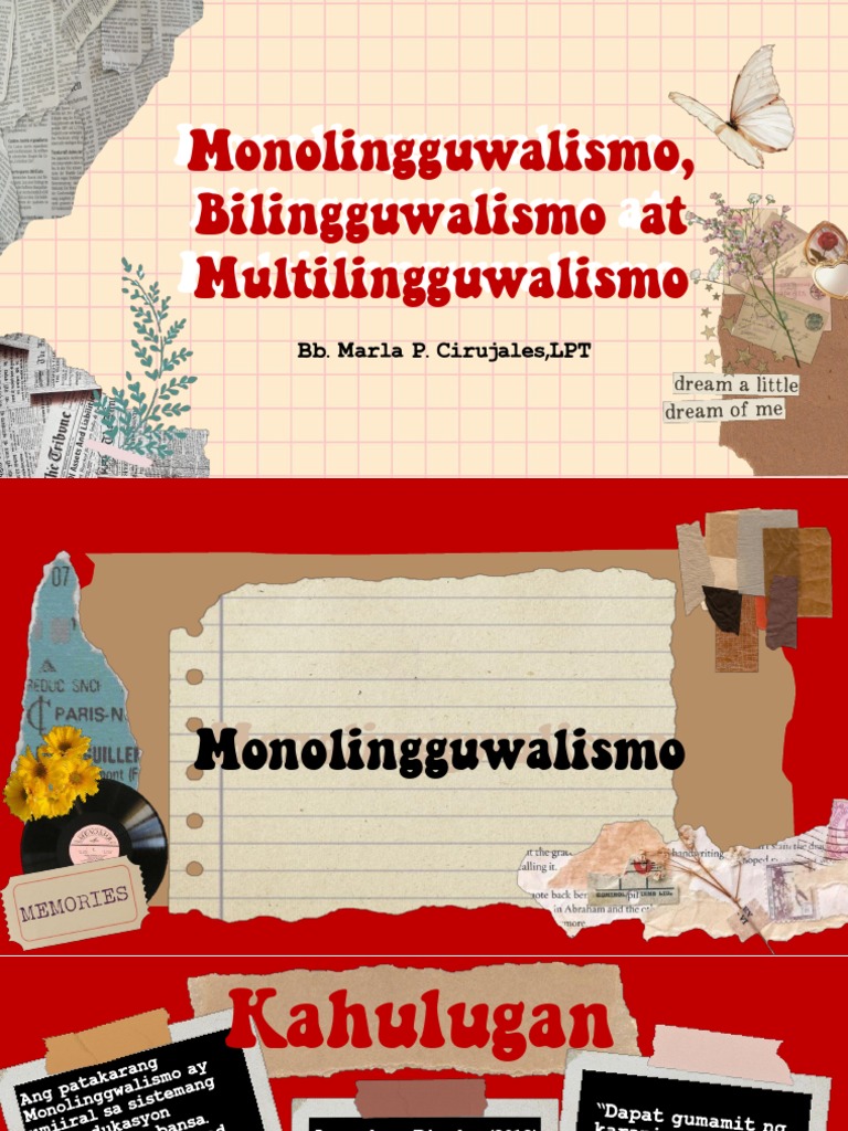 Monolinggwalismo Bilinggwalismo at Multilinggwalismo | PDF