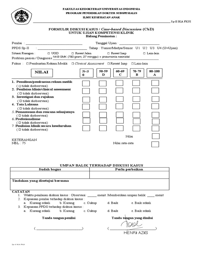 Form Penilaian Sp-II IKA CbD-dikonversi | PDF