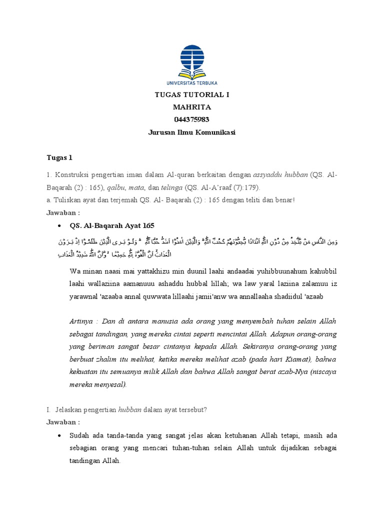 Tugas 1 AGAMA ISLAM (MAHRITA) | PDF