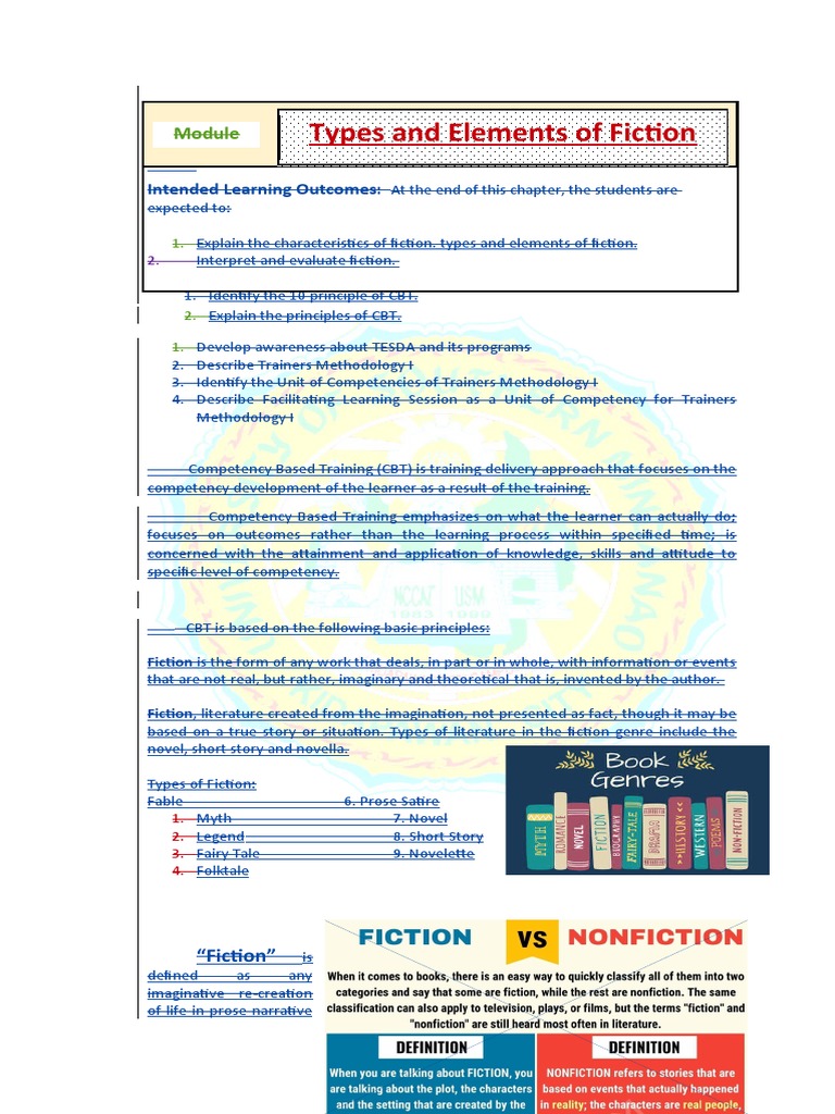 2 Types and Elements of Fiction | PDF | Narration | Vocational Education