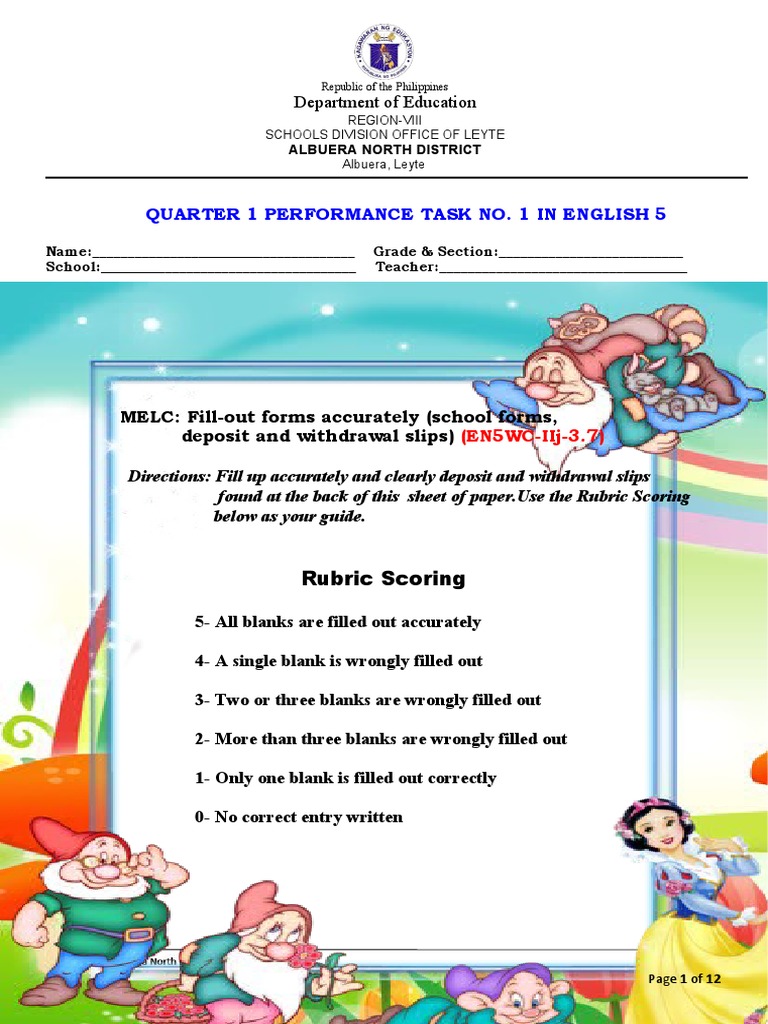 GR 5 Performance Task 1 Quarter 1 | PDF | Philippines GR 5 Performance Task 1 Quarter 1 | PDF | Philippines