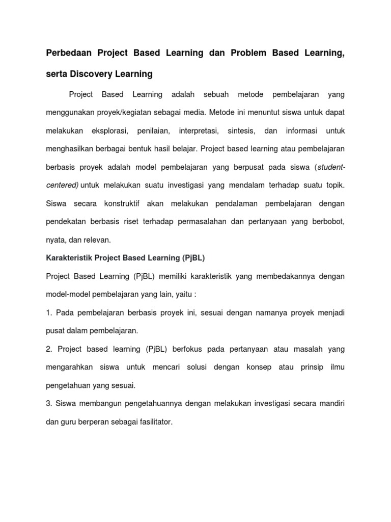 Perbedaan Project Based Learning Dan Problem Based Learning Serta ...