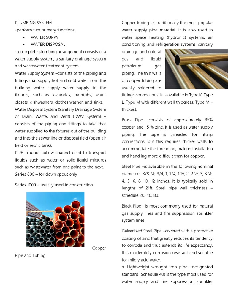 Plumbing System | Download Free PDF | Plumbing | Pipe (Fluid Conveyance)