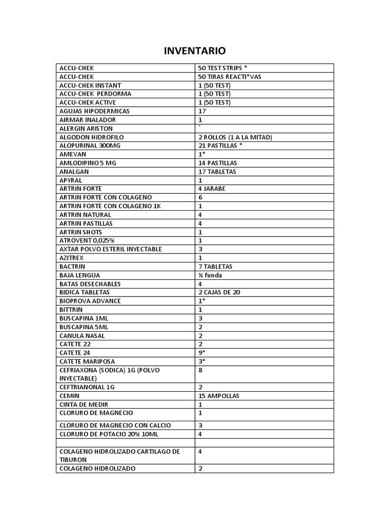 INVENTARIO | PDF | Medicina | Tratamientos médicos